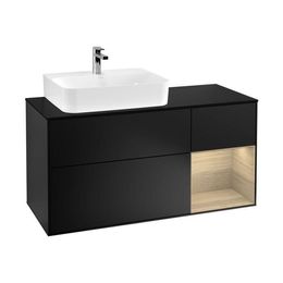 Villeroy & Boch Villeroy und Boch Finion Waschtischunterschrank G152PCPD 120cm, Abdeckplatte black matt, Emotion, Regal links Oak Veneer, Black matt lacquer
