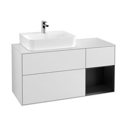 Villeroy & Boch Villeroy und Boch Finion Waschtischunterschrank F151PDMT 120cm, Abdeckplatte white matt, Regal rechts Black matt lacquer, White matt lacquer