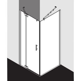 Kermi Filia XP Pendelt&uuml;r mit Festfeld f&uuml;r Seitenwand FX1WL08018VPK 80x185cm, silber hochglanz, ESG klar Clean, links, auf Duschwanne