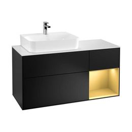 Villeroy & Boch Villeroy und Boch Finion Waschtischunterschrank G151HFPD 120cm, Abdeckplatte white matt, Emotion, Regal links Gold matt, Black matt lacquer