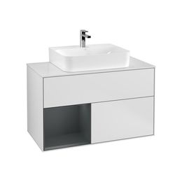 Villeroy & Boch Villeroy und Boch Finion Waschtischunterschrank G111HGMT 100cm, Abdeckplatte white matt, Emotion, Regal links Midnight Blue Matt Lacquer, White matt lacquer