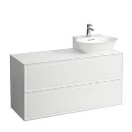 Laufen The new classic Schubladenelement/Sideboard H4060880851701 117,5x60x45,5cm, 2 Schubladen, Handwaschbecken Ausschnitt rechts, Wei&szlig; matt