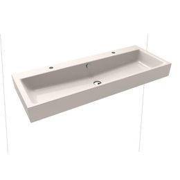 Kaldewei Puro Wand-Doppelwaschtisch 906806043231 120x46x12cm, mit &Uuml;berlauf, 2x1 Hahnloch, pergamon Perl-Effekt