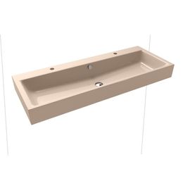Kaldewei Puro Wand-Doppelwaschtisch 906806043030 120x46x12cm, mit &Uuml;berlauf, 2x1 Hahnloch, bahamabeige Perl-Effekt