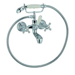 Kludi 1926 Wannen Zweigriff Armatur 514410520 chrom, Aufputz, mit Brausegarnitur