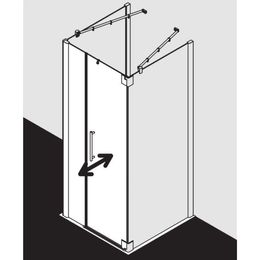 Kermi Pasa XP Pendelt&uuml;r 1-fl. u Festfeld f&uuml;r Seitenwand PX1FL078201PK 78x200cm, silber mattglanz, ESG klar Clean, links, auf Duschplatz