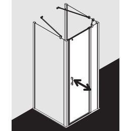 Kermi Liga Pendelt&uuml;r mit Festfeld f&uuml;r Seitenwand LI1GR085181AK 85x185cm, silber mattglanz, ESG klar, rechts, auf Duschwanne