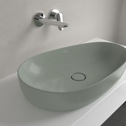 Villeroy & Boch Villeroy und Boch Antao Aufsatzwaschtisch 4A7465R8 65x40 cm, asymmetrisch, ohne &Uuml;berlauf, Morning Green, CeramicPlus