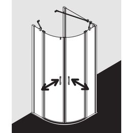 Kermi Liga Viertelkreis-Pendelt&uuml;r mit Festfeldern LIP55090181AK 90x185cm, silber mattglanz, ESG klar, auf Duschwanne