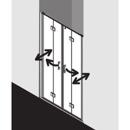 Kermi Liga Pendel-Faltt&uuml;r 4-tlg. in Nische LI2T4140181AK 140x185cm, silber mattglanz, ESG klar, auf Duschwanne