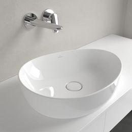 Villeroy & Boch Villeroy und Boch Antao Aufsatzwaschtisch 4A7351R1 51x40 cm, asymmetrisch, mit Ablaufventil, ohne &Uuml;berlauf, Wei&szlig; CeramicPlus