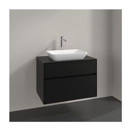 Villeroy & Boch Villeroy und Boch Collaro Waschtischunterschrank C108B0VL 80x54,8x50cm, Waschtisch mittig, LED-Beleuchtung 5,7 W, volcano black