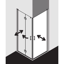 Kermi Liga Eckeinstiegsh&auml;lfte Pendel-Faltt&uuml;r LI2CL093181AK 93x185cm, silber mattglanz, ESG klar, links, auf Duschplatz
