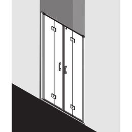Kermi Liga Pendel-Faltt&uuml;r 4-tlg. in Nische LI2T414518VPK 145x185cm, silber hochglanz, ESG klar Clean, auf Duschwanne