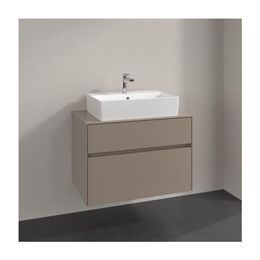 Villeroy & Boch Villeroy und Boch Collaro Waschtischunterschrank C124B0VM 80x54,8x50cm, Waschtisch mittig, LED-Beleuchtung 5,7 W, taupe