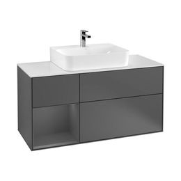 Villeroy & Boch Villeroy und Boch Finion Waschtischunterschrank G161GKGK 120cm, Abdeckplatte white matt, Emotion, Regal links Anthracite matt, Anthracite matt