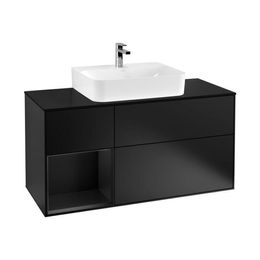 Villeroy & Boch Villeroy & Boch Finion Unterschrank F162PDPD 120cm, Black Matt Lacquer, mit Regal, mit Licht
