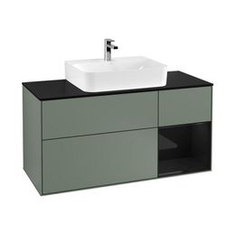 Villeroy & Boch Villeroy und Boch Finion Waschtischunterschrank G172PHGM 120cm, Abdeckplatte black matt, Emotion, Regal rechts Glossy Black Lacquer, Olive Matt Lacquer