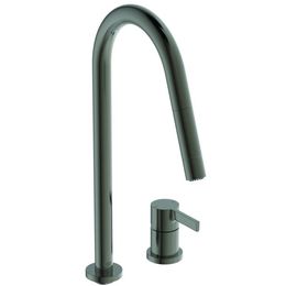 Ideal Standard Gusto K&uuml;chen-2-Loch-Armatur BD424A5 magnetic grey, mit hohem Rohrauslauf und herausziehbarer 2-Funktionshandbrause