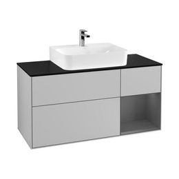 Villeroy & Boch Villeroy und Boch Finion Waschtischunterschrank G172GKGJ 120cm, Abdeckplatte black matt, Emotion, Regal rechts Anthracite matt, Light grey matt
