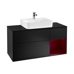 Villeroy & Boch Villeroy und Boch Finion Waschtischunterschrank G172HBPD 120cm, Abdeckplatte black matt, Emotion, Regal rechts Peony, Black matt lacquer