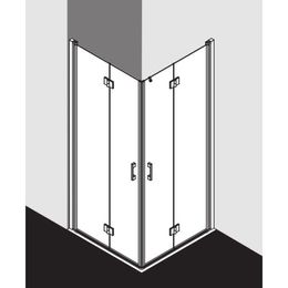 Kermi Eckeinstieg Liga Halbteil LI2CL090201AK 90x200cm, links, silber/mattglanz, Echtglas klar