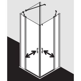 Kermi Liga Eckeinstieg-H&auml;lfte Pendelt&uuml;r mit Festfeld LIEPL090181AK 90x185cm, silber mattglanz, ESG klar, links, auf Duschwanne