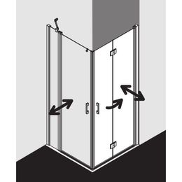 Kermi Liga Eckeinstiegsh&auml;lfte Pendel-Faltt&uuml;r LI2CR080181AK 80x185cm, silber mattglanz, ESG klar, rechts, auf Duschwanne