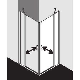 Kermi Liga Eckeinstieg-H&auml;lfte Pendelt&uuml;r mit Festfeld LIEPR080181AK 80x185cm, silber mattglanz, ESG klar, rechts, auf Duschwanne