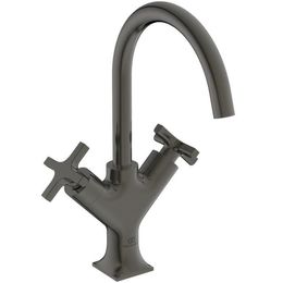 Ideal Standard Joy Neo Waschtisch-Zweigriff-Armatur BD151A5 Kreuzgriffe, Ausladung 169mm, mit Metall-Ablaufgarnitur, magnetic grey