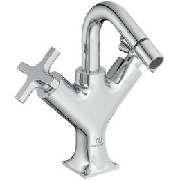 Ideal Standard Joy Neo Bidet-Einhebelmischer BD157AA mit Ablaufgarnitur, Kreuzgriffe, Ausladung 115mm, chrom