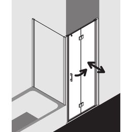 Kermi Liga Pendel-Faltt&uuml;r f&uuml;r Seitenwand LI2SR075181AK 75x185cm, silber mattglanz, ESG klar, rechts, auf Duschwanne