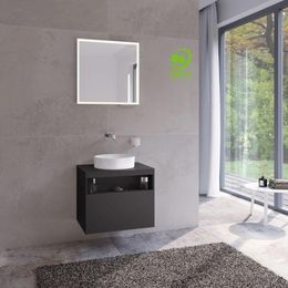 KEUCO Stageline Waschtisch-Unterschrank 32853970000 65 x 55 x 49 cm, Dekor Vulkanit, Glas Vulkanit satiniert, ohne Elektrik
