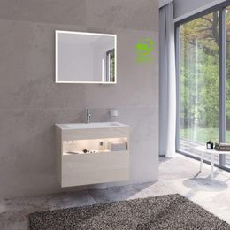 KEUCO Stageline Waschtisch-Unterschrank 32862180100 80 x 62,5 x 49 cm, Dekor Cashmere, Glas Cashmere klar, mit Elektrik