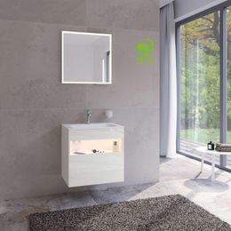 KEUCO Stageline Waschtisch-Unterschrank 32852300100 65 x 62,5 x 49 cm, Dekor wei&szlig;, Glas wei&szlig; klar, mit Elektrik