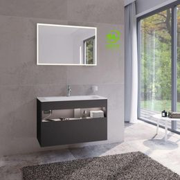 KEUCO Stageline Waschtisch-Unterschrank 32872970100 100 x 62,5 x 49 cm, Dekor Vulkanit, Glas Vulkanit satiniert, mit Elektrik