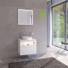 KEUCO Stageline Waschtisch-Unterschrank 32854300100 65 x 55 x 49 cm, Dekor wei&szlig;, Glas wei&szlig; klar, mit Elektrik, mit Hahnlochbohrung