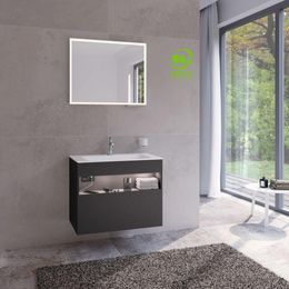 KEUCO Stageline Waschtisch-Unterschrank 32862970100 80 x 62,5 x 49 cm, Dekor Vulkanit, Glas Vulkanit satiniert, mit Elektrik
