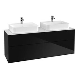 Villeroy & Boch Villeroy und Boch Finion Waschtischunterschrank F18100PH 160x60,3cm, Abdeckplatte white matt, Glossy Black Lacquer