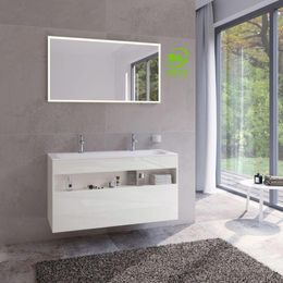 KEUCO Stageline Waschtisch-Unterschrank 32882300000 120 x 62,5 x 49 cm, Dekor wei&szlig;, Glas wei&szlig; klar, ohne Elektrik