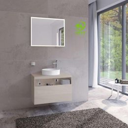 KEUCO Stageline Waschtisch-Unterschrank 32865180000 80 x 55 x 49 cm, Dekor Cashmere, Glas Cashmere klar, ohne Elektrik, Hahnlochbohrung rechts