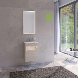 KEUCO Stageline Waschtisch-Unterschrank 32822180102 Dekor Cashmere, Glas Cashmere klar, 46x62,5x38cm, mit Elektrik, rechts