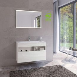 KEUCO Stageline Waschtisch-Unterschrank 32872300000 100 x 62,5 x 49 cm, Dekor wei&szlig;, Glas wei&szlig; klar, ohne Elektrik