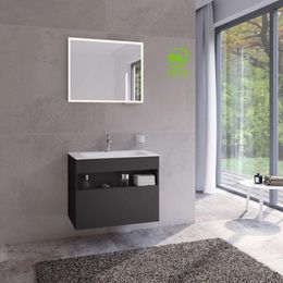 KEUCO Stageline Waschtisch-Unterschrank 32862970000 80 x 62,5 x 49 cm, Dekor Vulkanit, Glas Vulkanit satiniert, ohne Elektrik