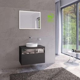KEUCO Stageline Waschtisch-Unterschrank 32863970100 80 x 55 x 49 cm, Dekor Vulkanit, Glas Vulkanit satiniert, mit Elektrik