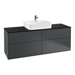 Villeroy & Boch Villeroy und Boch Finion Waschtischunterschrank F19200HG 160x60,3cm, Abdeckplatte black matt, Midnight Blue Matt Lacquer