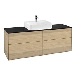 Villeroy & Boch Villeroy und Boch Finion Waschtischunterschrank F19200PC 160x60,3cm, Abdeckplatte black matt, Oak Veneer
