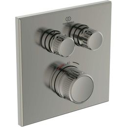 Ideal Standard CeraTherm Navigo Brausethermostat Unterputz A7302GN eckig, 2 Entnahmen, Fertigmontageset, silver storm