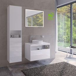 KEUCO Stageline Hochschrank 32831300001 40 x 180 x 36 cm, Dekor wei&szlig;, Glas wei&szlig; klar, 2-t&uuml;rig, ohne Elektrik, links