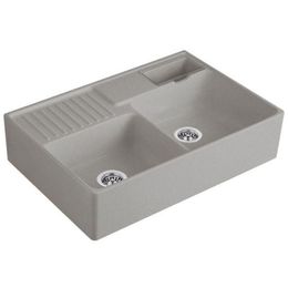 Villeroy & Boch Villeroy und Boch Sp&uuml;lstein Doppelbecken 632392KD Ablaufgarnitur, Exzenterbet&auml;tigung, Resteschale, Fossil